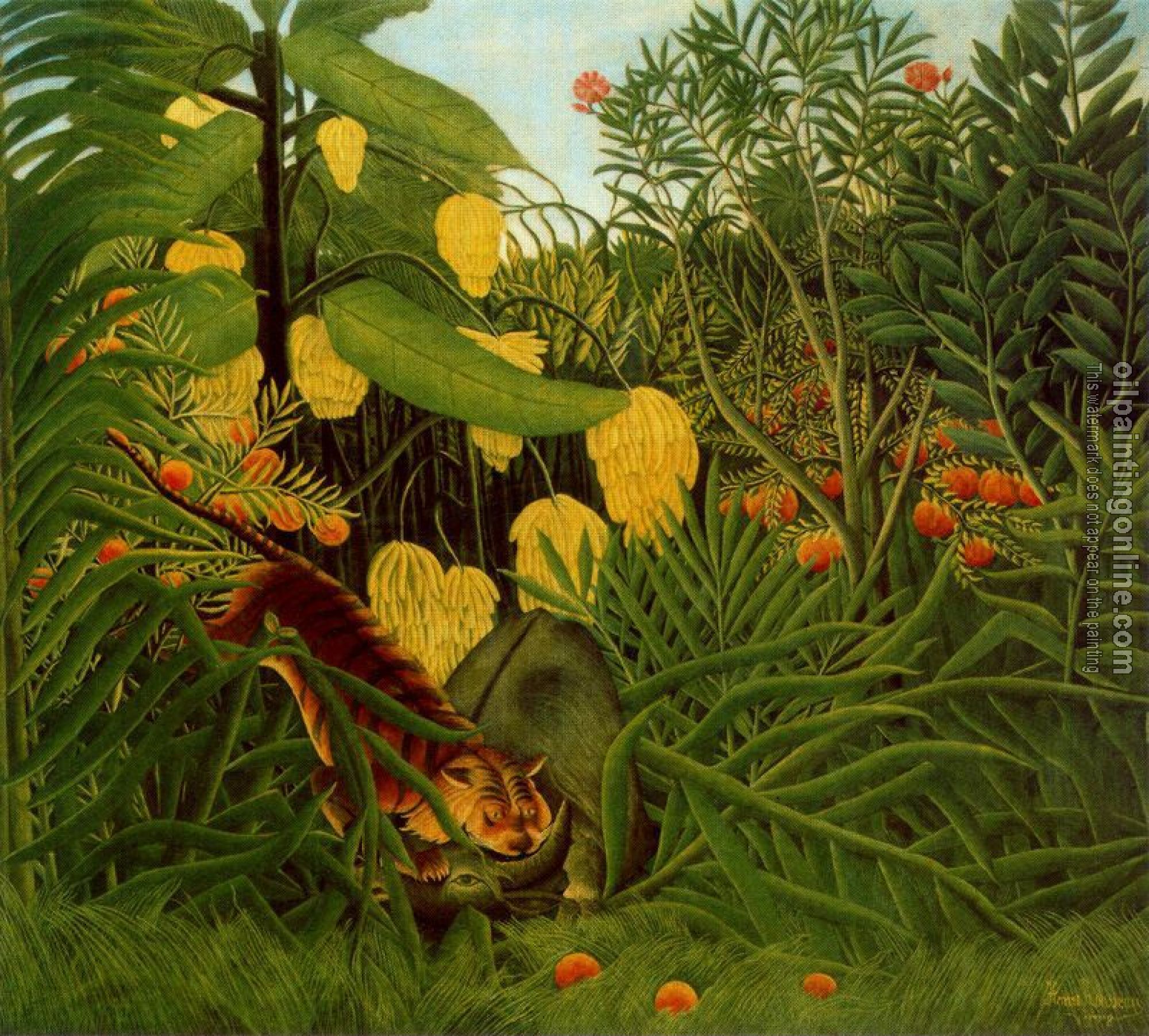 Henri Rousseau - Fight Between a Tiger and a Buffalo - Canvas Painting ...