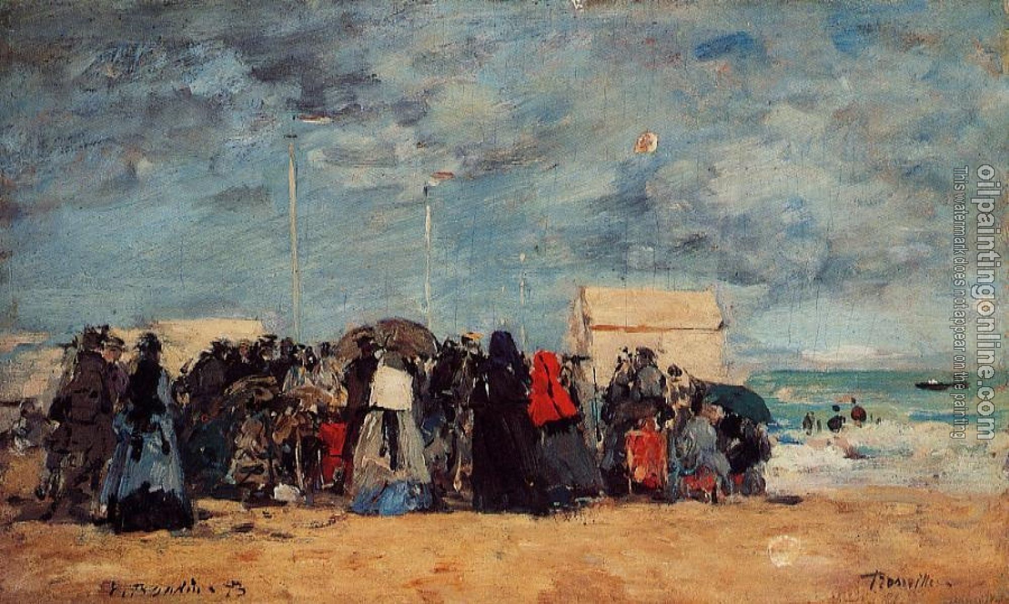 Boudin, Eugene - Trouville, Beach Scene - Canvas Painting For Sale