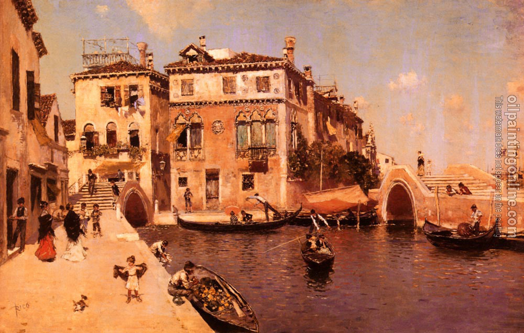 Martin Rico y Ortega - A Venetian Afternoon - Canvas Painting For Sale