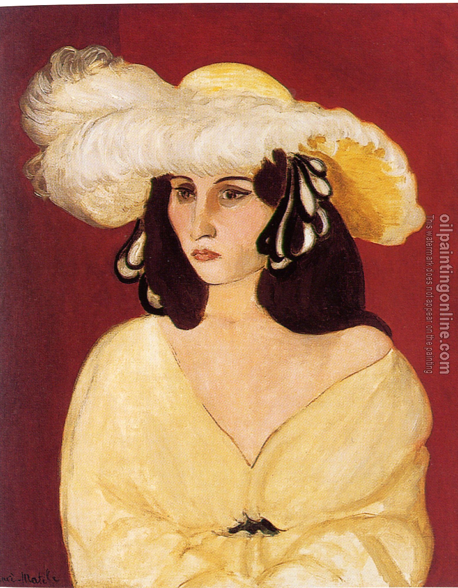 Matisse, Henri Emile Benoit - the white plumes - Canvas Painting For Sale